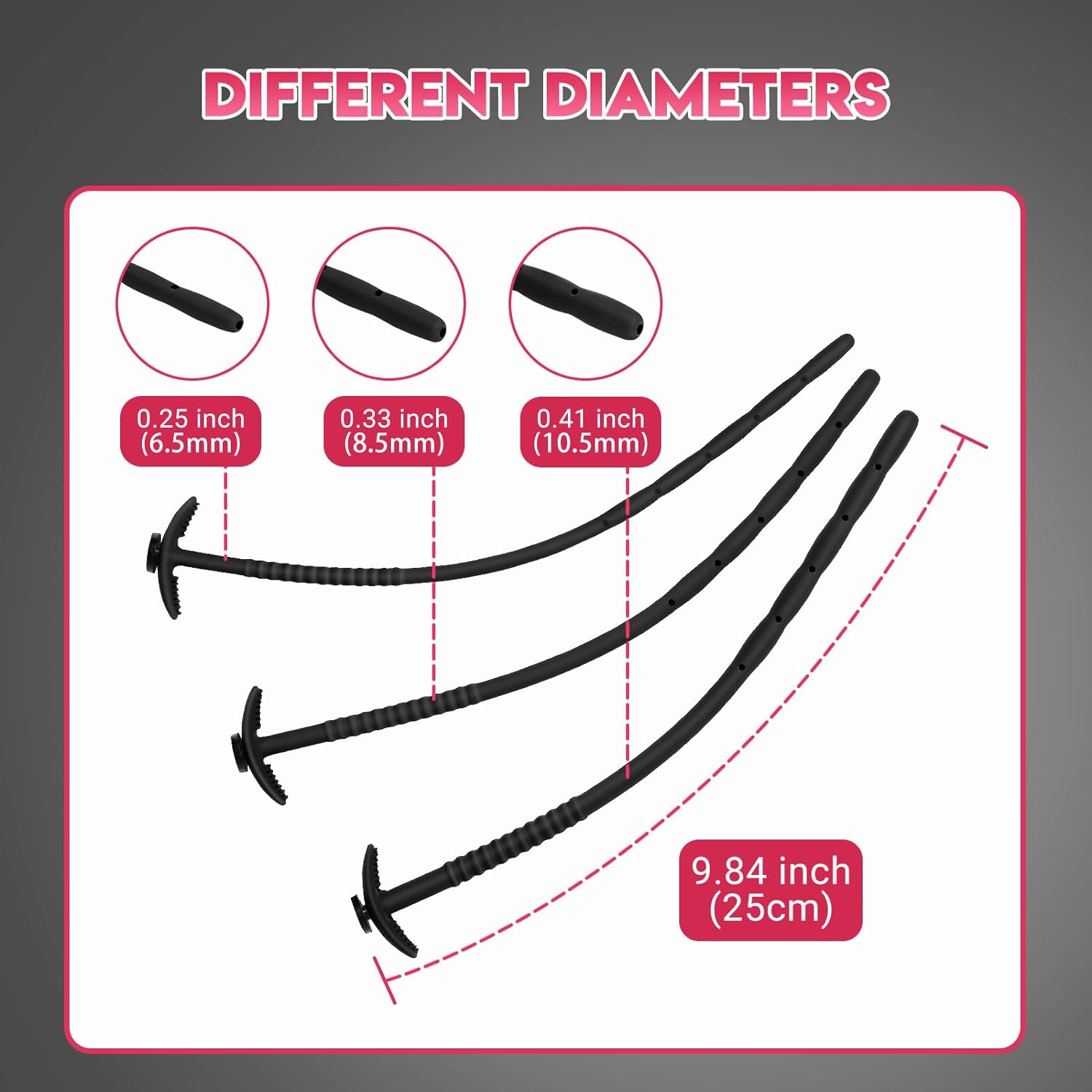 3PCS Silicone Hollow Side Hole Design Urethra Sounding Stimulation for ...